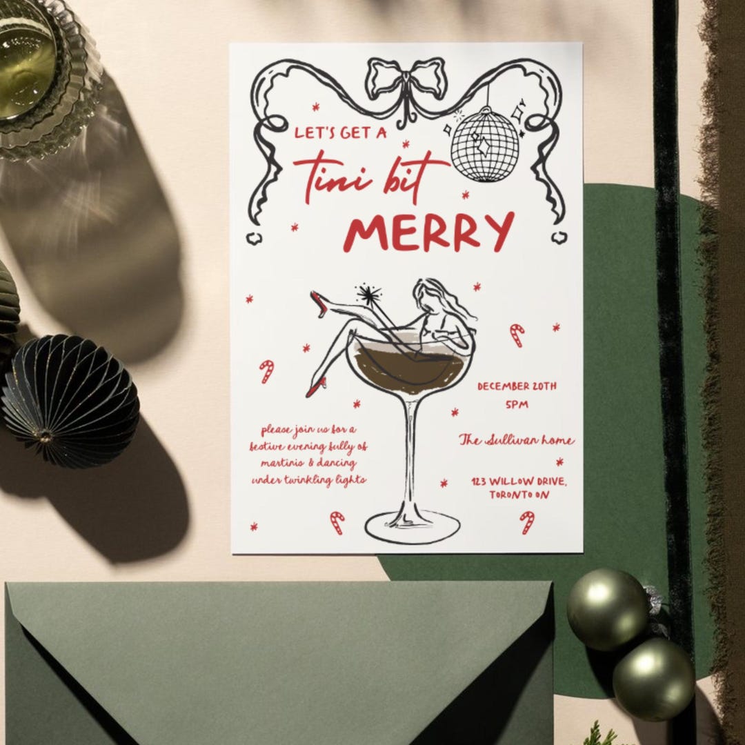 Tini Bit Merry Christmas Party Invitation: Hand-drawn Holiday Invite ...
