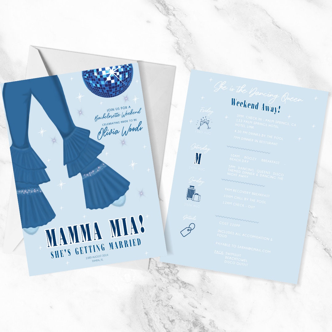 Mamma Mia Bachelorette Invitation: Dancing Queen Hen Party (canva) - Etsy
