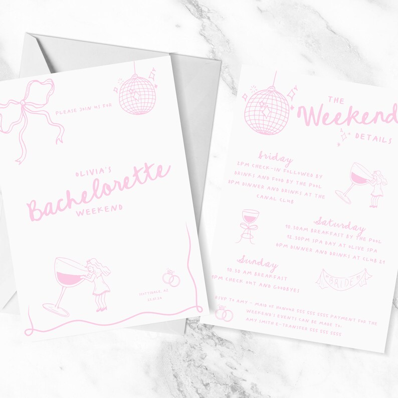 Hand Drawn Coquette Themed Invitation | Coquette Bow Themed Invite ...
