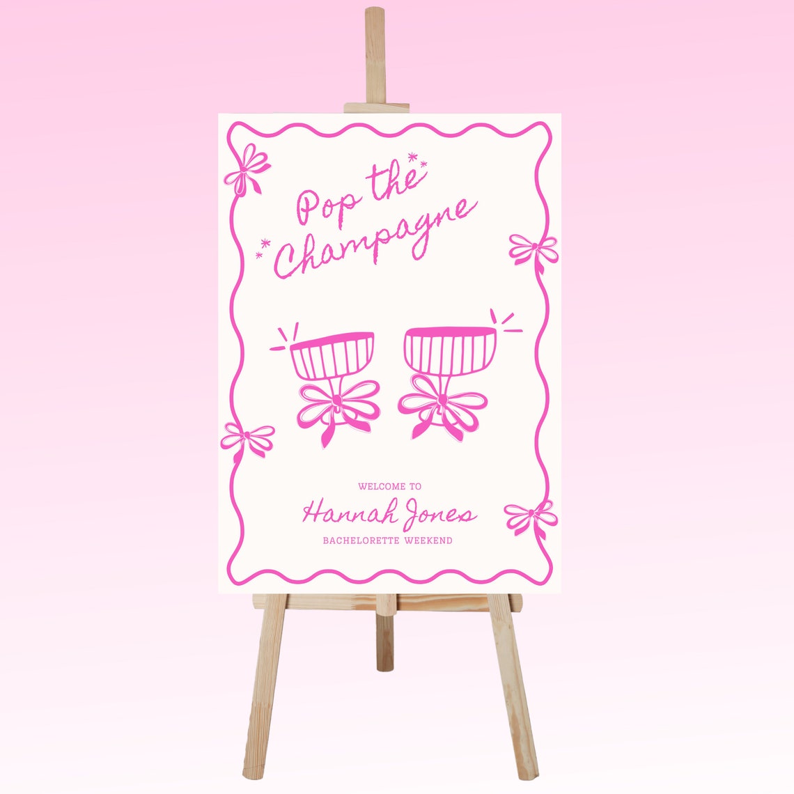 Hand Drawn Coquette Themed Welcome Sign | Bachelorette Sign | Bow ...