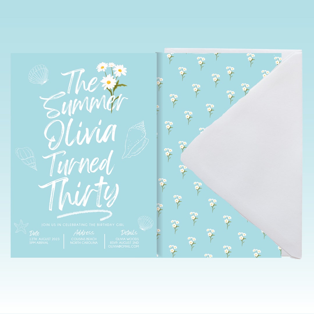 The Summer I Turned Thirty Birthday Invitation| Birthday Invitation ...