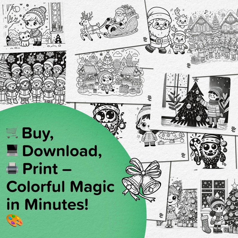 65 Christmas Coloring Pages | Kids and Adults | Instant Download | PDF ...