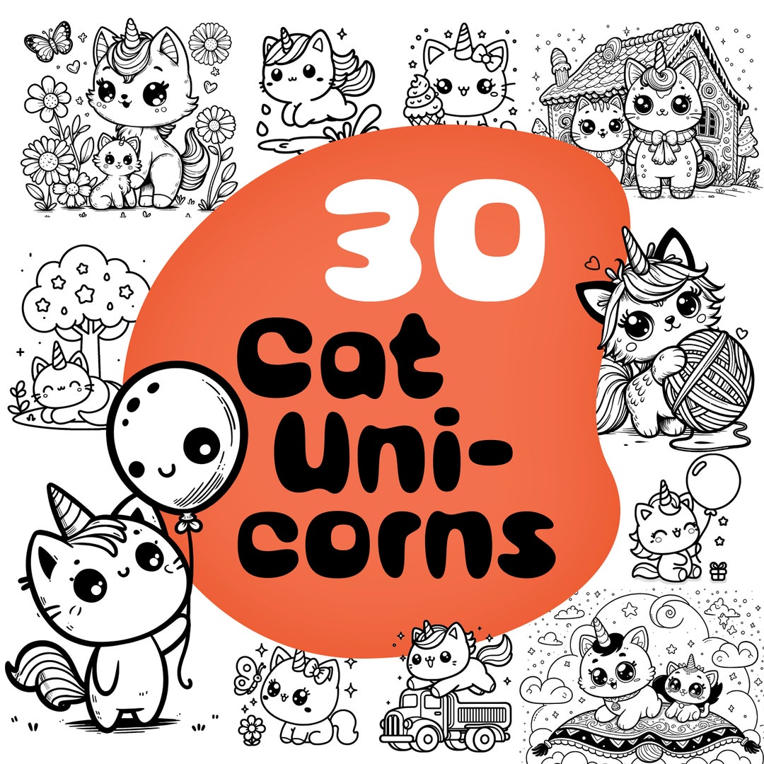 30 Magical Cat-unicorn Coloring Pages – Fun & Creative Activity for ...