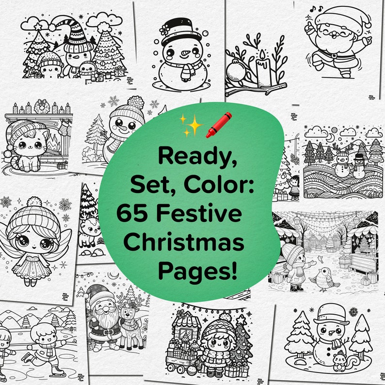 65 Christmas Coloring Pages | Kids and Adults | Instant Download | PDF ...