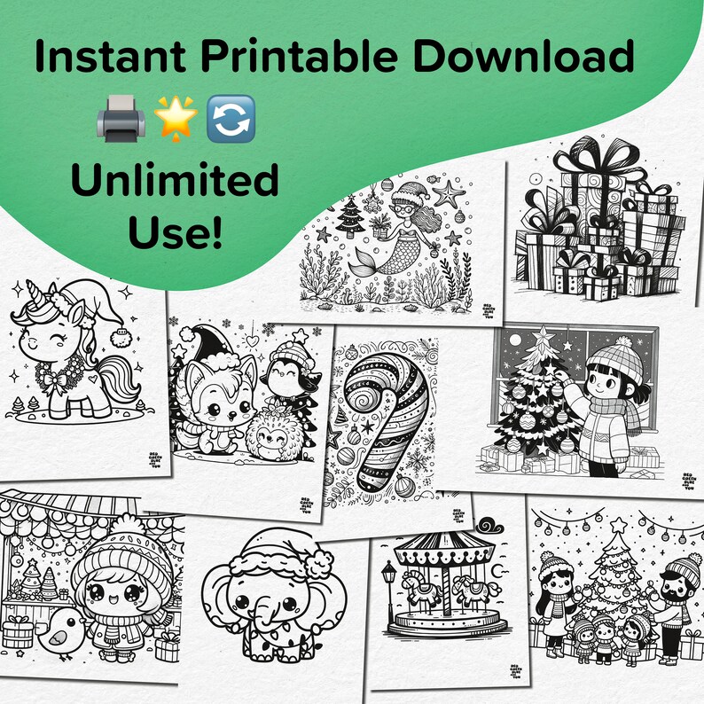 65 Christmas Coloring Pages | Kids and Adults | Instant Download | PDF ...