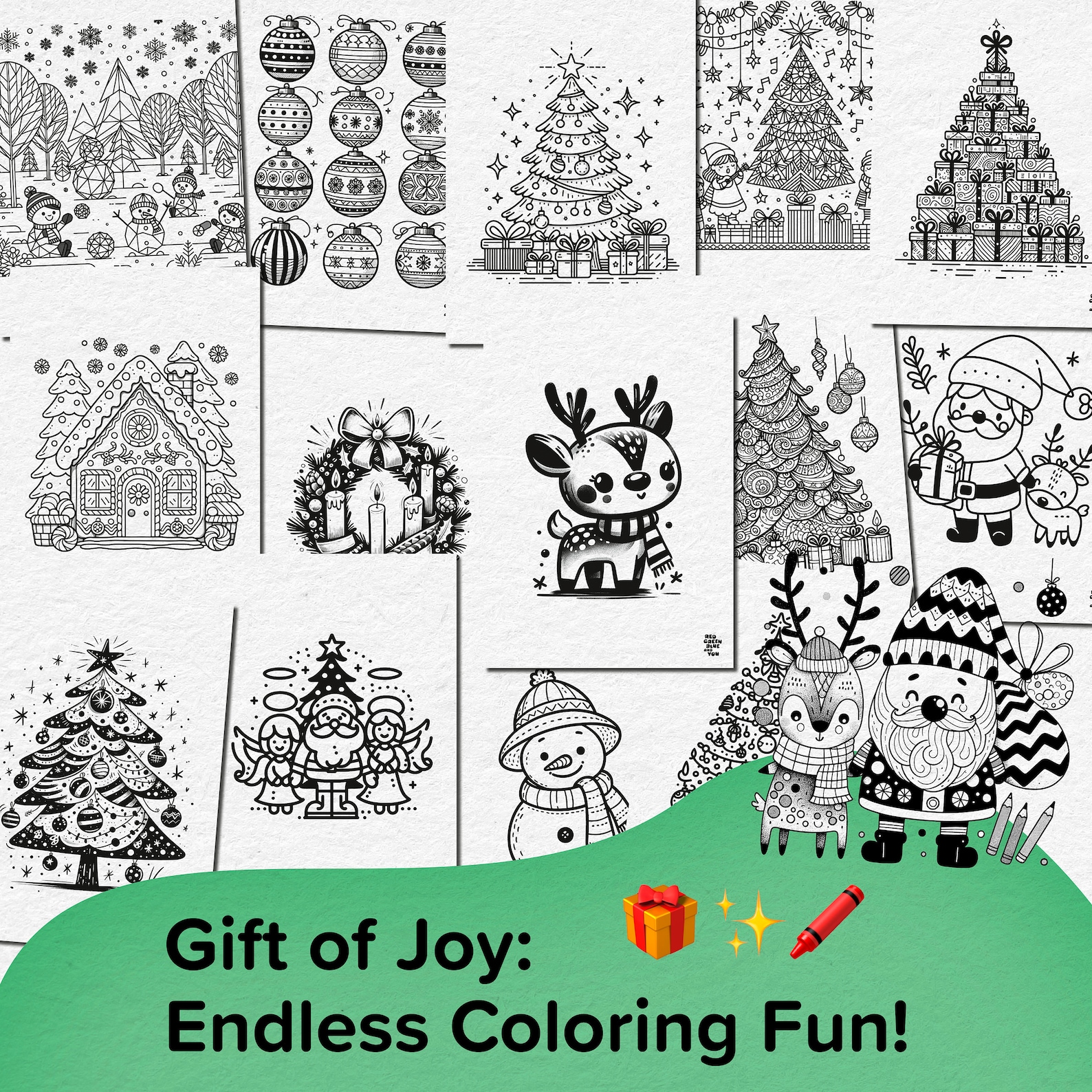 65 Christmas Coloring Pages | Kids and Adults | Instant Download | PDF ...