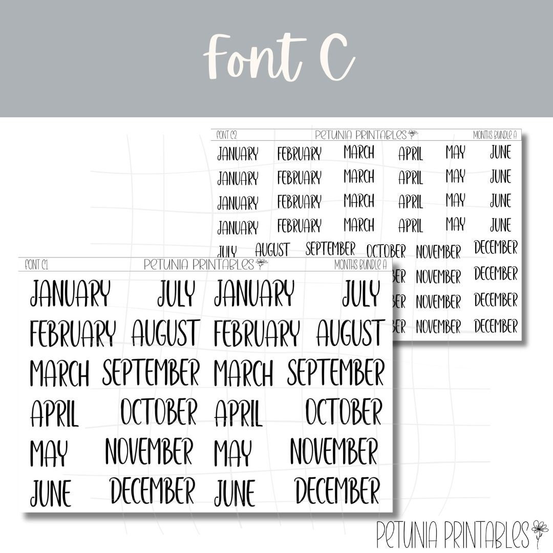 Printable Month Script Stickers | Month Script Stickers | Printable ...
