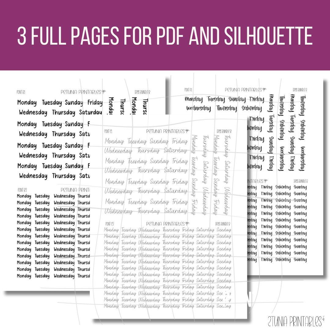 Printable Days Script Stickers | Days Script Stickers | Printable ...