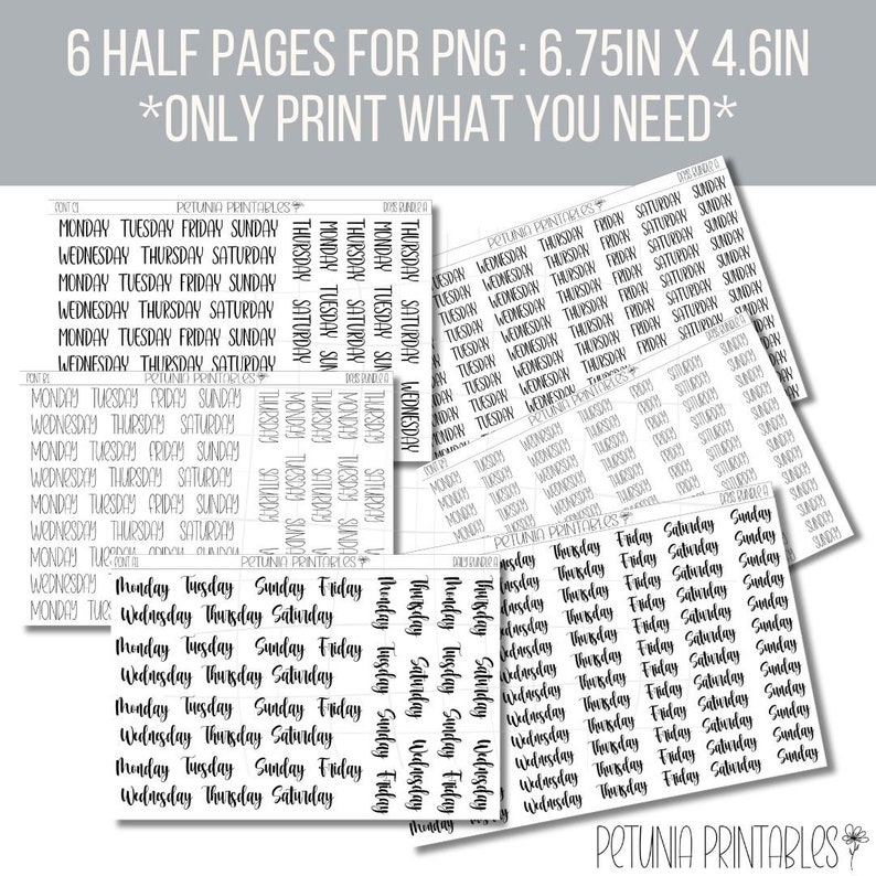 Printable Days Script Stickers | Days Script Stickers | Printable ...