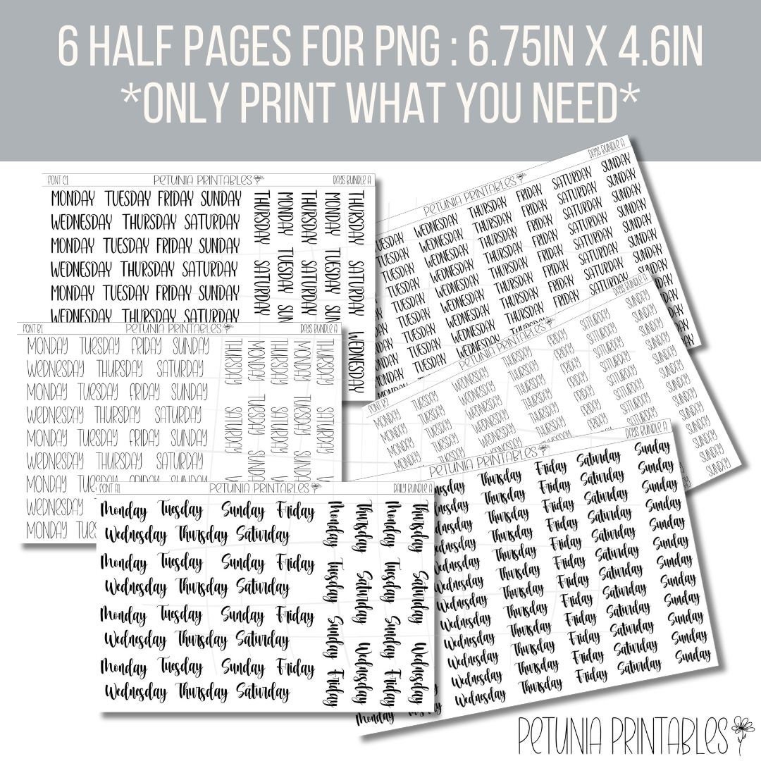 Printable Days Script Stickers | Days Script Stickers | Printable ...