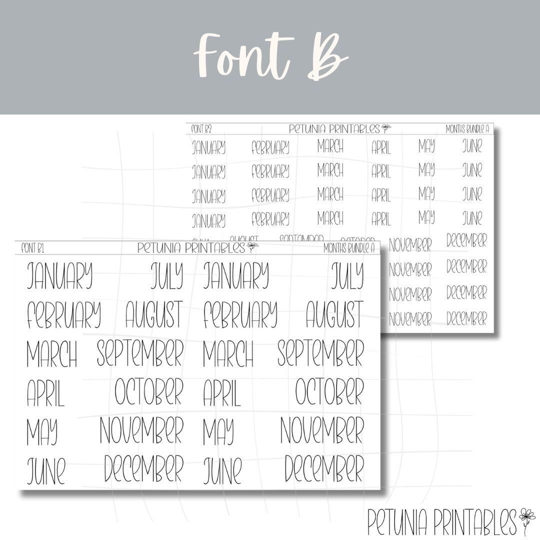 Printable Month Script Stickers | Month Script Stickers | Printable ...