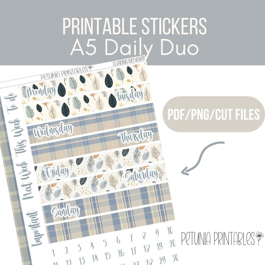 A5 Daily Duo Printable Planner Stickers A5 Daily Duo Kits Erin Condren ...