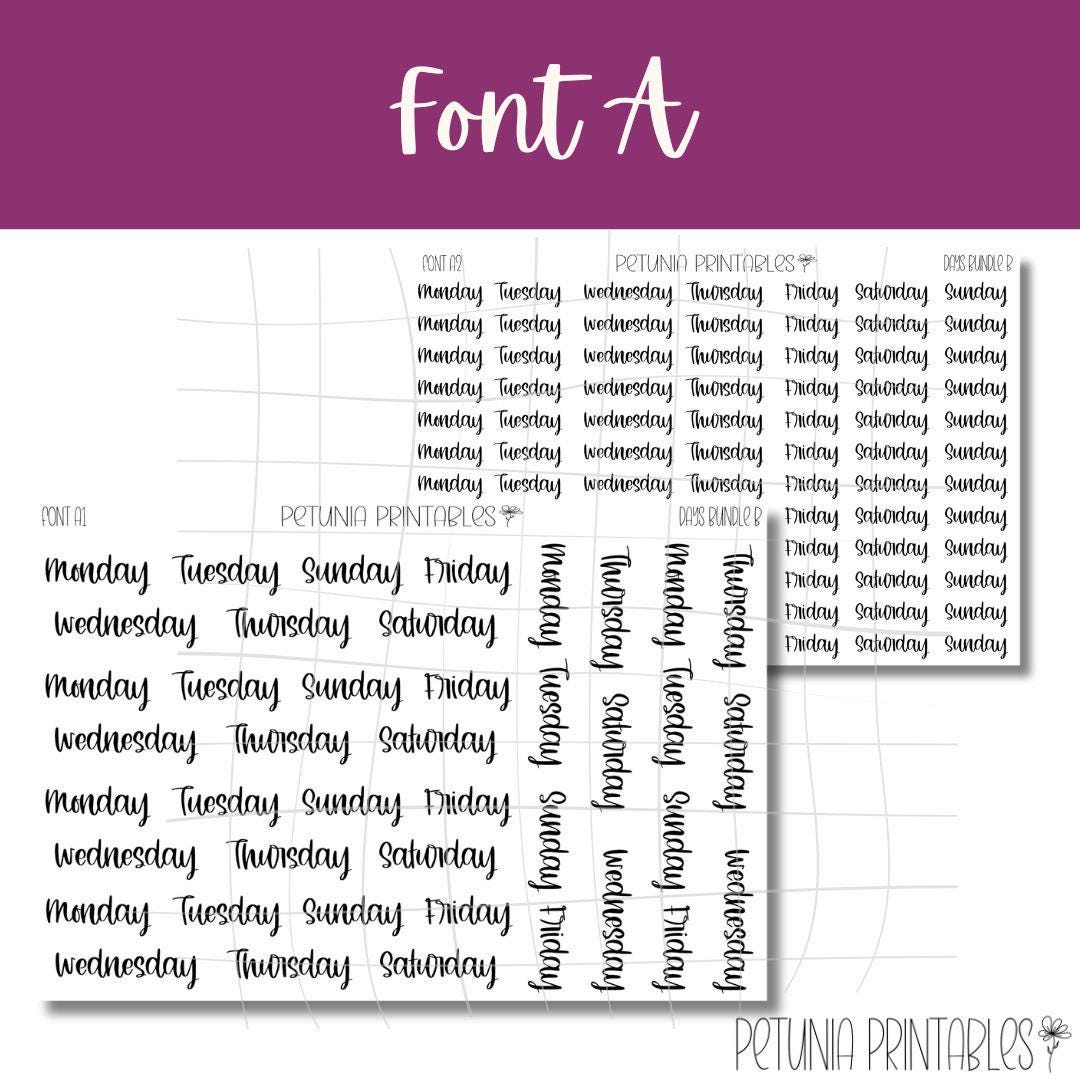 Printable Days Script Stickers | Days Script Stickers | Printable ...