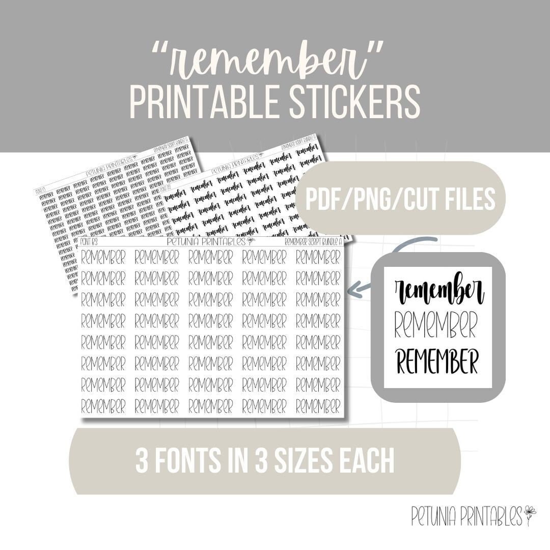 Printable "remember" Script Stickers | Remember Script Stickers ...