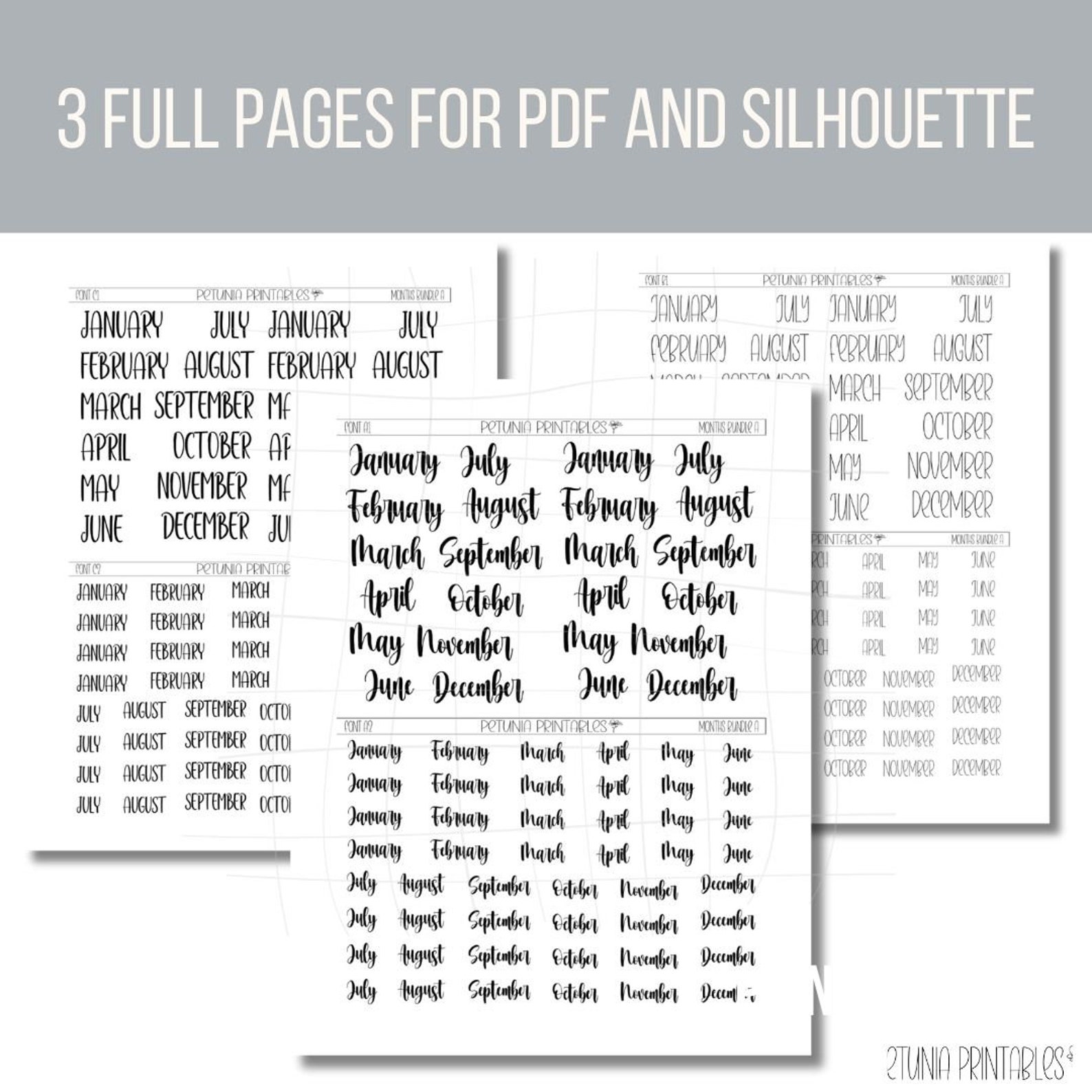 Printable Month Script Stickers | Month Script Stickers | Printable ...