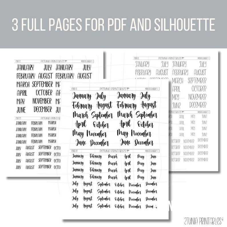 Printable Month Script Stickers | Month Script Stickers | Printable ...