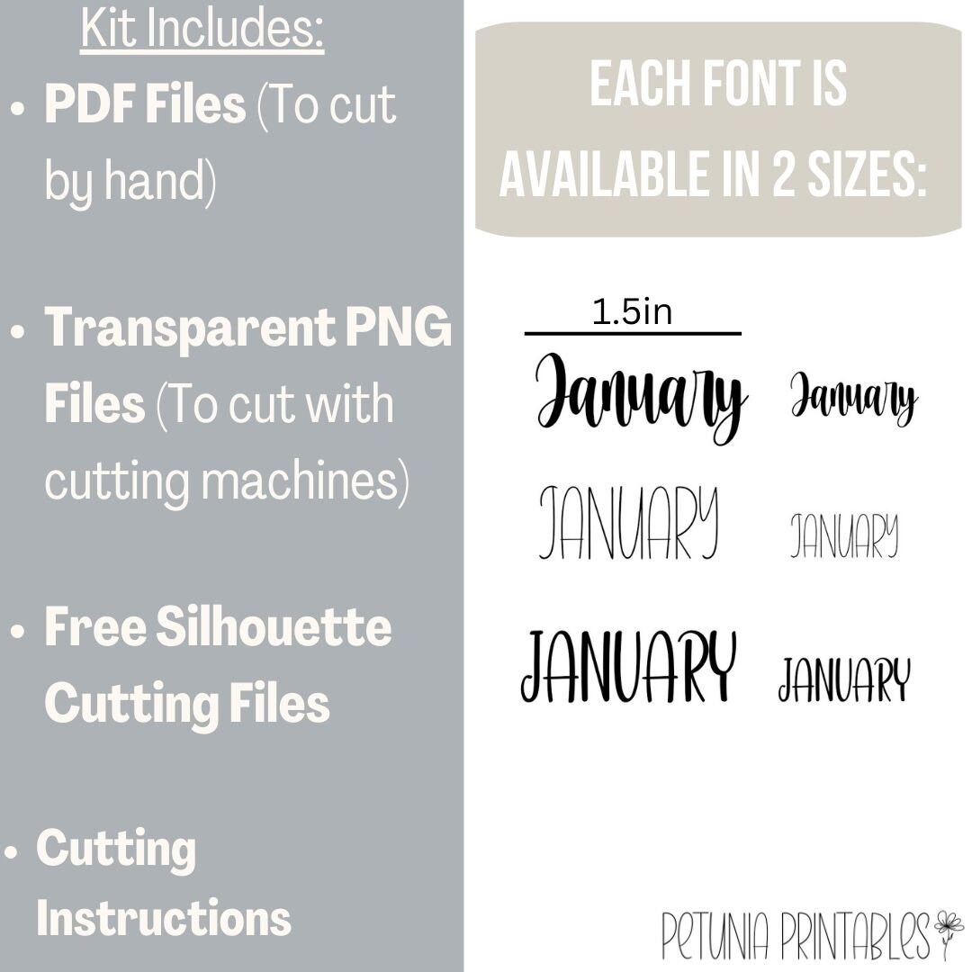 Printable Month Script Stickers | Month Script Stickers | Printable ...