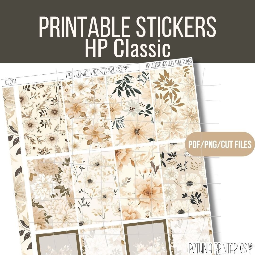 Happy Planner Classic Vertical Planner Stickers Neutral Flowers ...