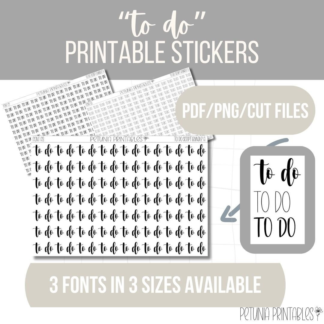 Printable "to Do" Script Stickers | to Do Script Stickers | Printable ...