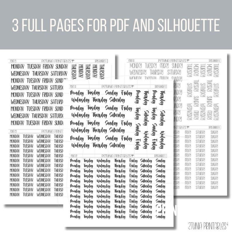 Printable Days Script Stickers | Days Script Stickers | Printable ...