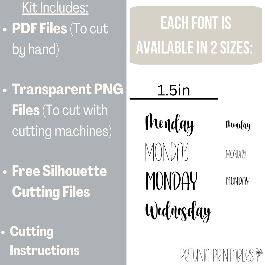 Printable Days Script Stickers | Days Script Stickers | Printable ...