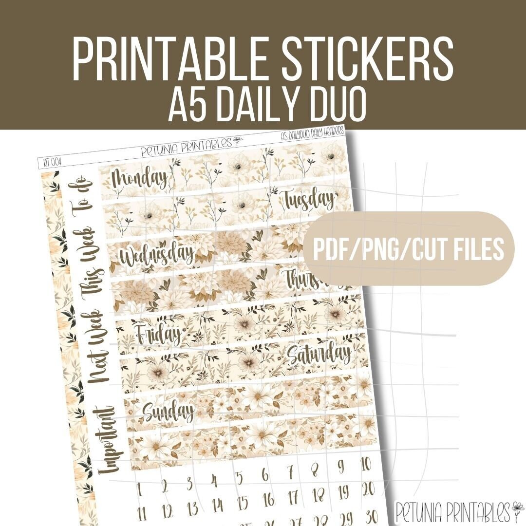 A5 Daily Duo Printable Planner Stickers A5 Daily Duo Kits Erin Condren ...