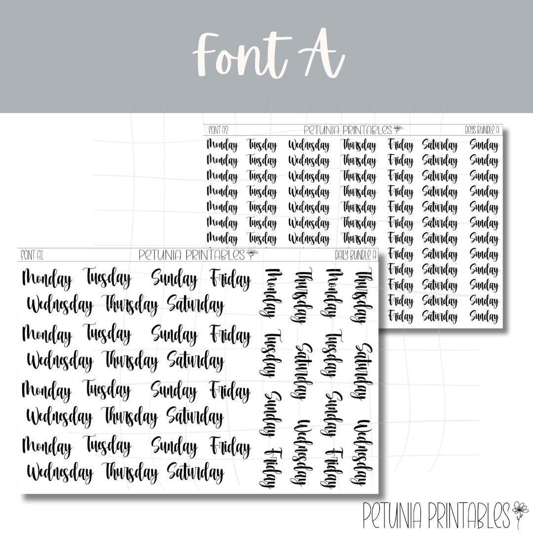 Printable Days Script Stickers | Days Script Stickers | Printable ...