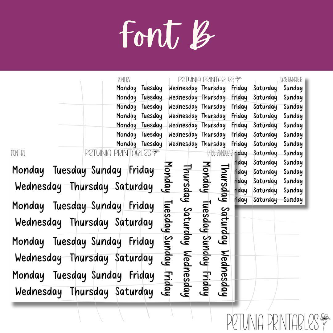 Printable Days Script Stickers | Days Script Stickers | Printable ...