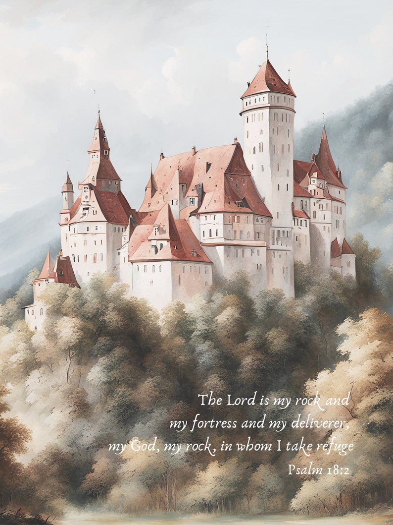 Christian Wall Art Printable, the Lord is My Rock and My Fortress ...