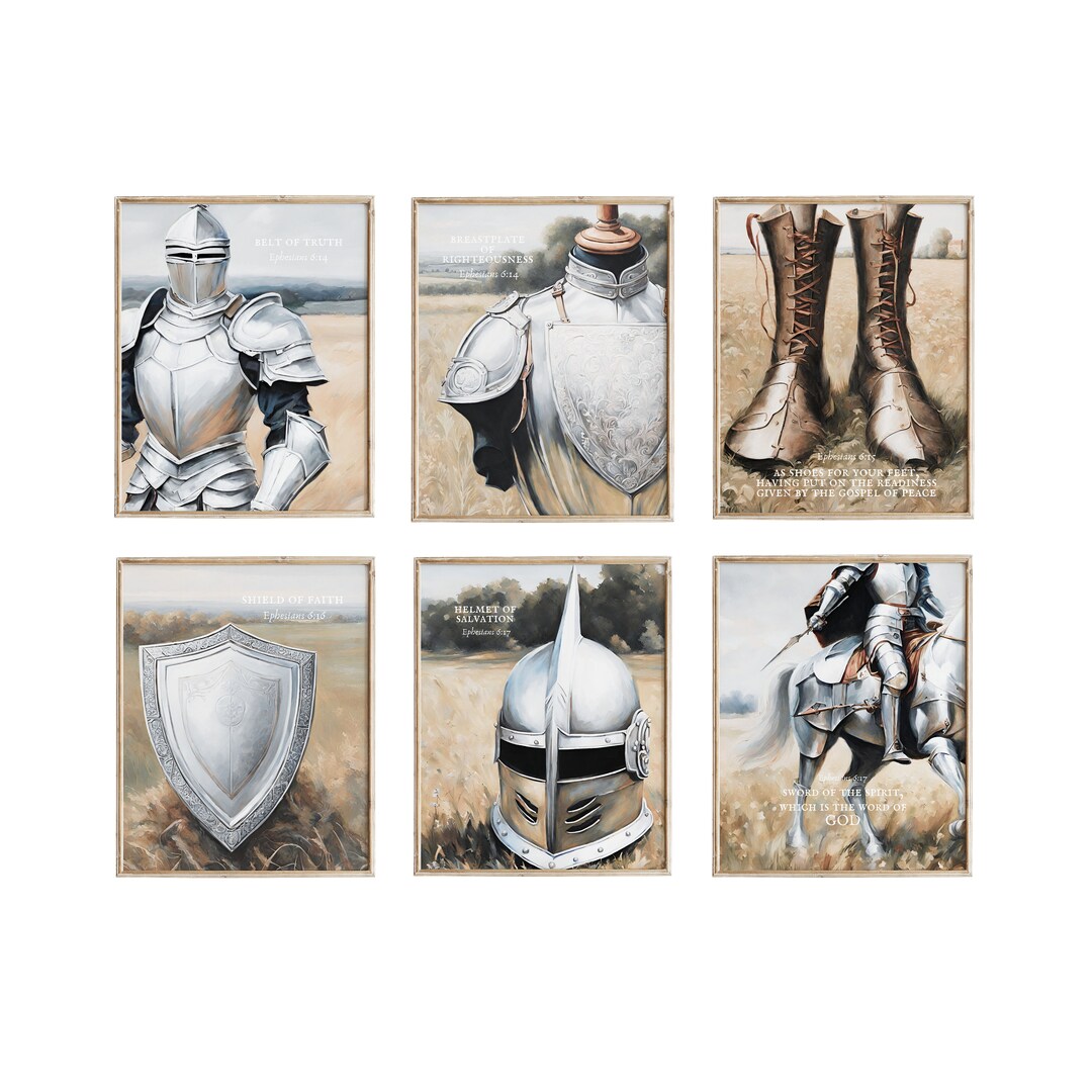 Christian Wall Art Set, Ephesians 6:13 Armor of God Wall Art Set of 6 ...