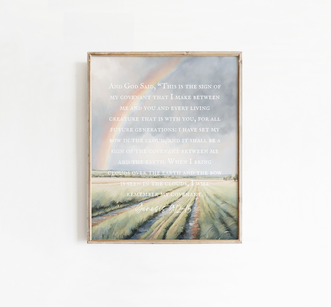 Genesis 9 Rainbow Scripture Printable, Noahs Ark Wall Art, Baptism ...