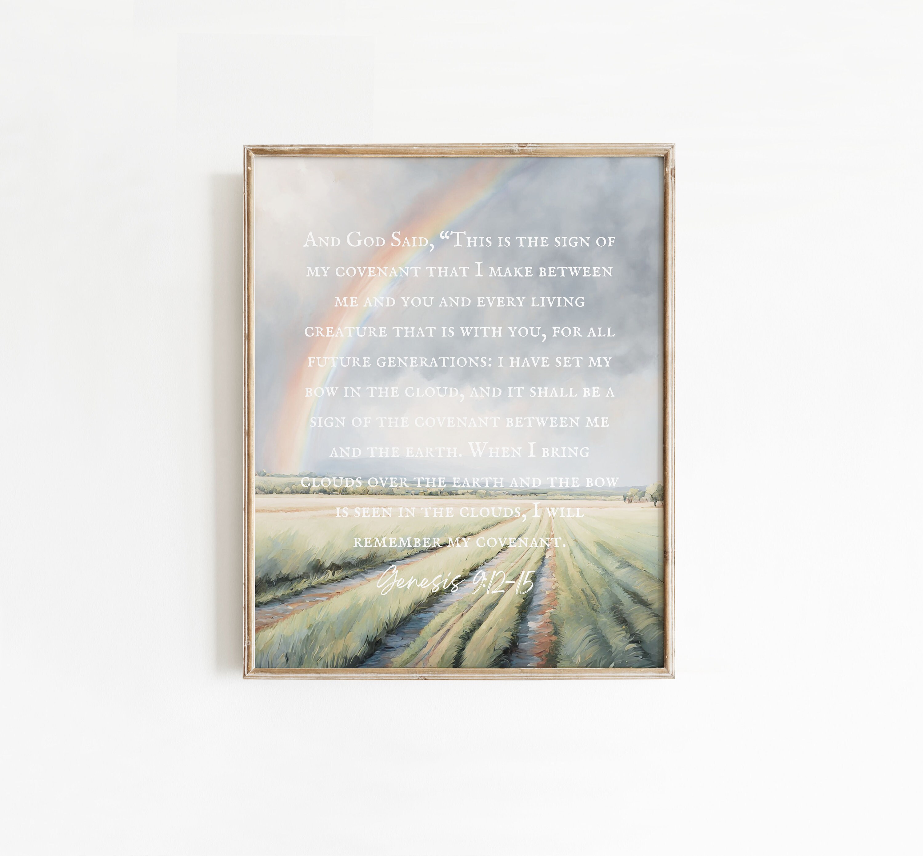 Genesis 9 Rainbow Scripture Printable, Noahs Ark Wall Art, Baptism ...