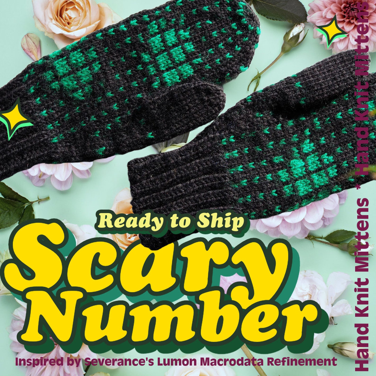 PDF PATTERN - Scary Numbers From Severance Mittens Knitting Pattern ...