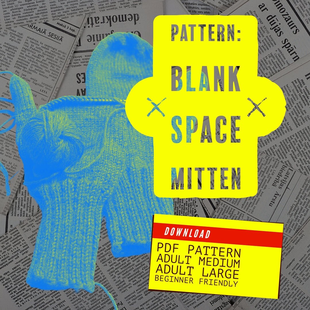 PDF PATTERN - Blank Space Mittens Knitting Pattern - Adult Medium and ...