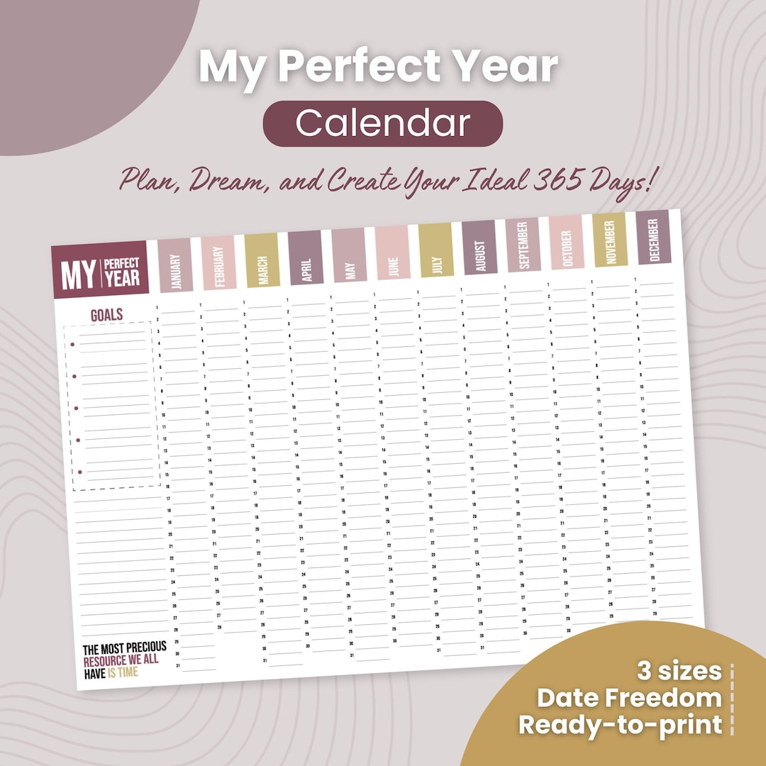My Perfect Year Calendar Plan, Dream, and Create Your Ideal 365 Days - Etsy