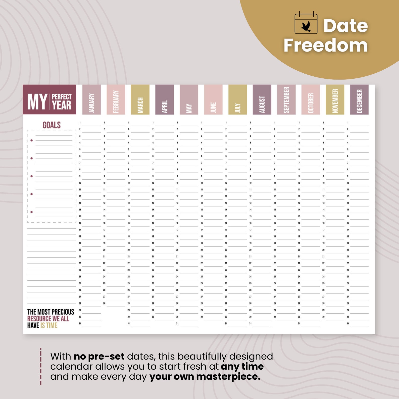My Perfect Year Calendar Plan, Dream, and Create Your Ideal 365 Days - Etsy