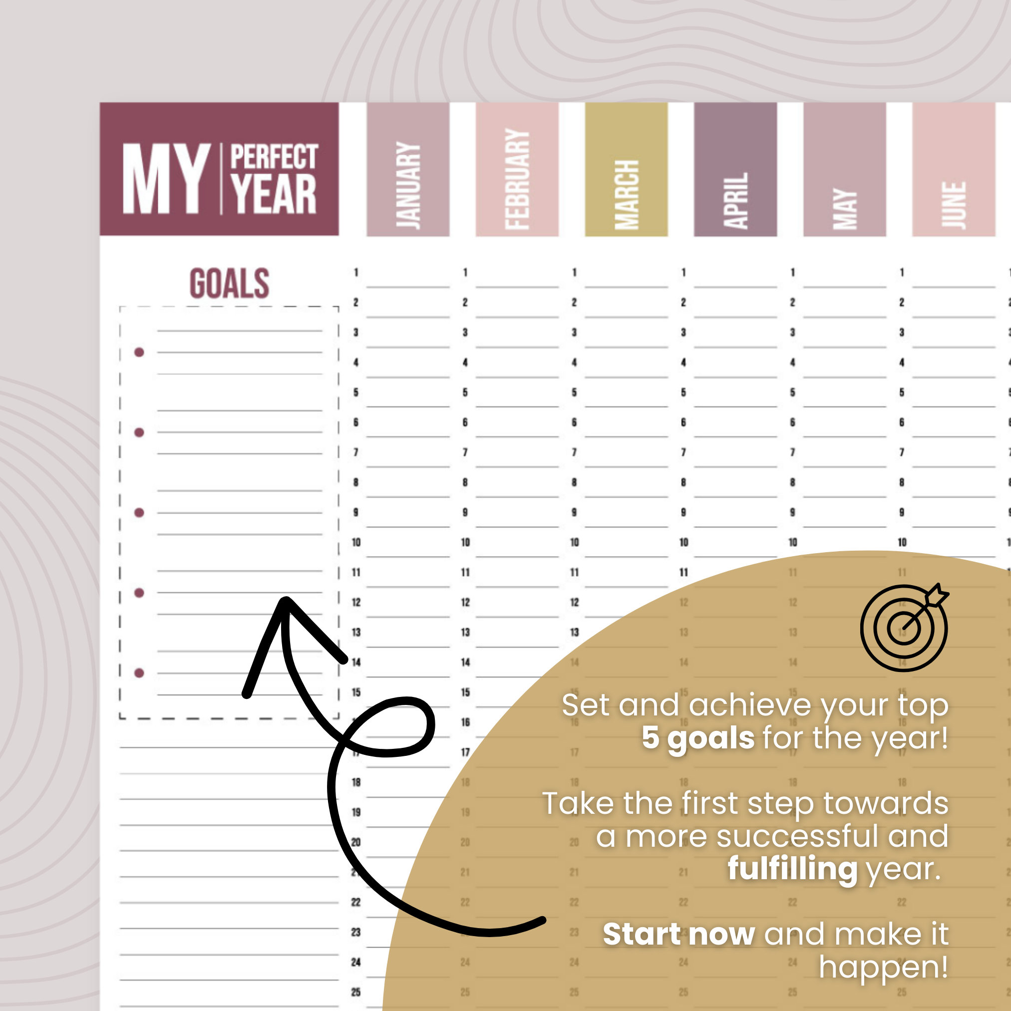 My Perfect Year Calendar Plan, Dream, and Create Your Ideal 365 Days - Etsy