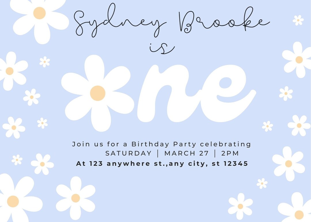 Daisy Themed Birthday Invitation - Etsy