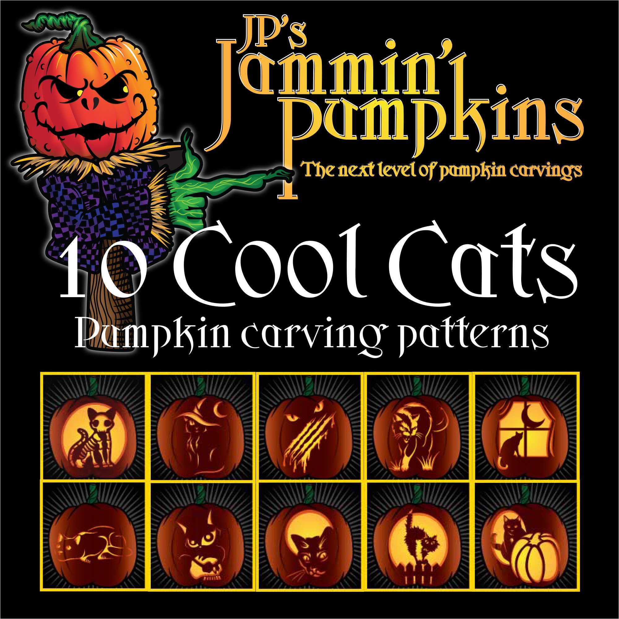 10 Cool Cat Halloween Pumpkin Carving Patterns - Etsy