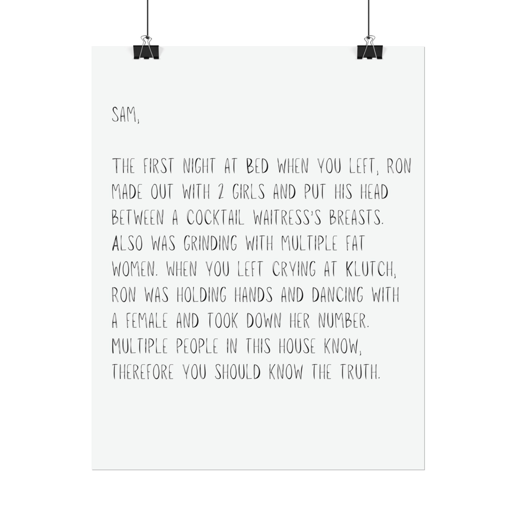 Jersey Shore Letter to Sammi Poster - Etsy