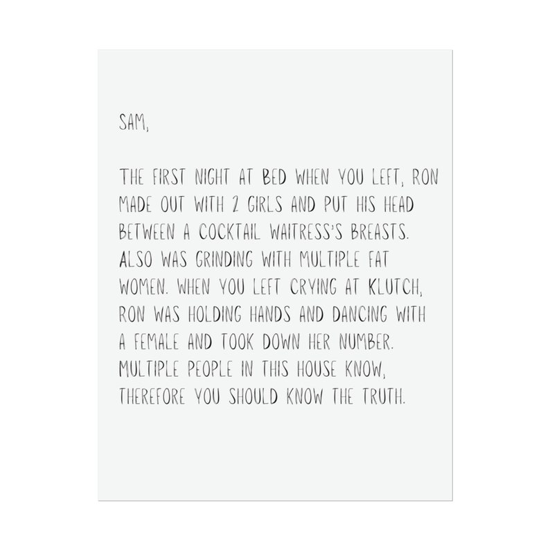 Jersey Shore Letter to Sammi Poster - Etsy