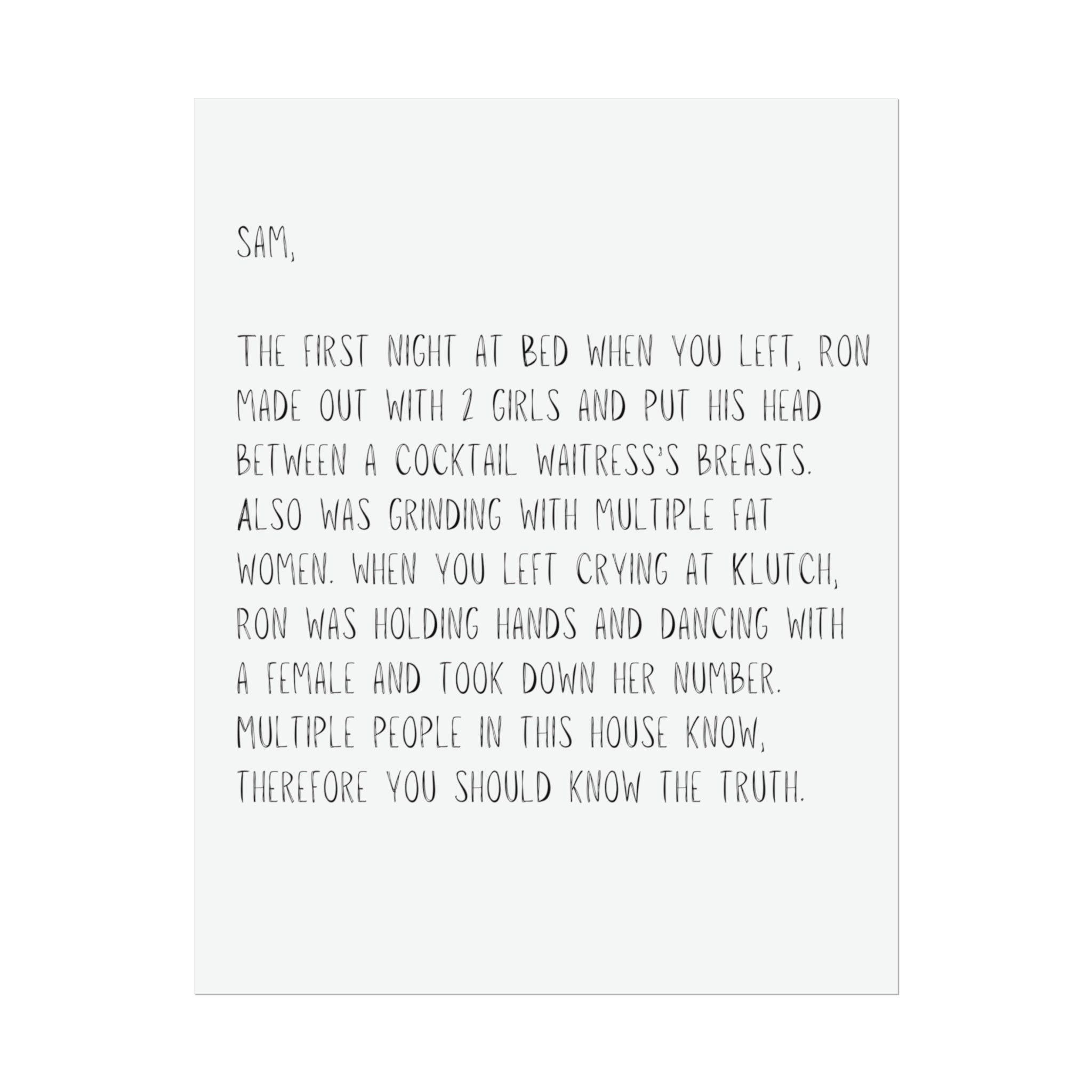 Jersey Shore Letter to Sammi Poster - Etsy