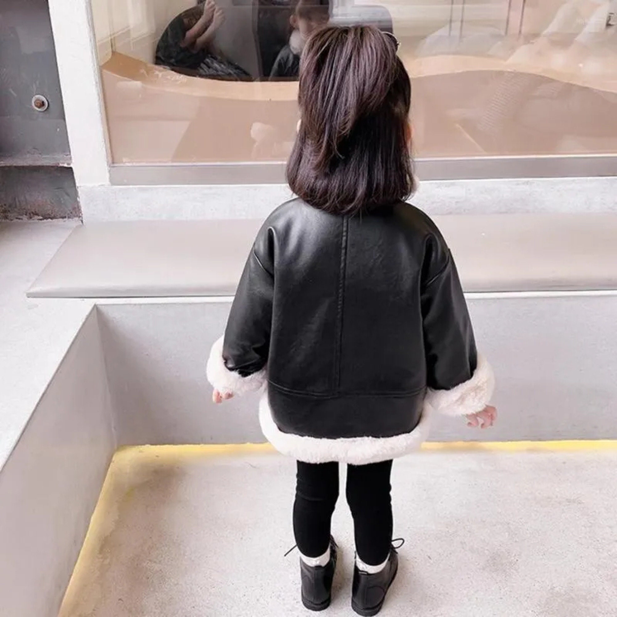 Sheepskin Leather Jacket,handmade Bomber,kids Winter Fur Leather Jacket ...