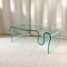 Curvy Tempered Glass Table With Magazine Rack / Vintage Wavy Frosted ...
