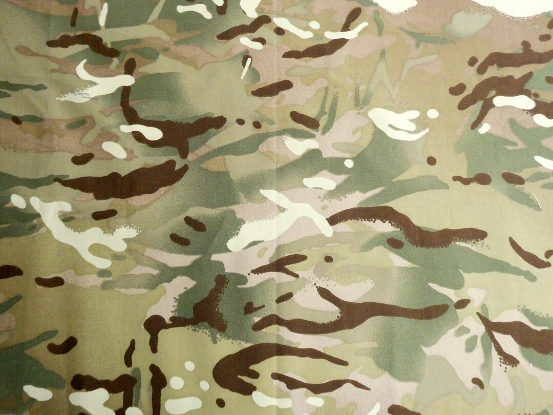 Camouflage Print Cotton Fabric, Army Fatigue Shades of Khaki, Cream and ...