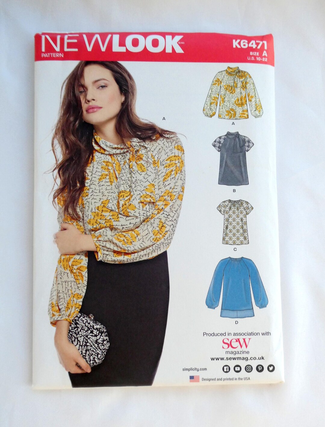 New Look Paper SEWING PATTERN K6471, Top Sewing Pattern With Sleeve ...