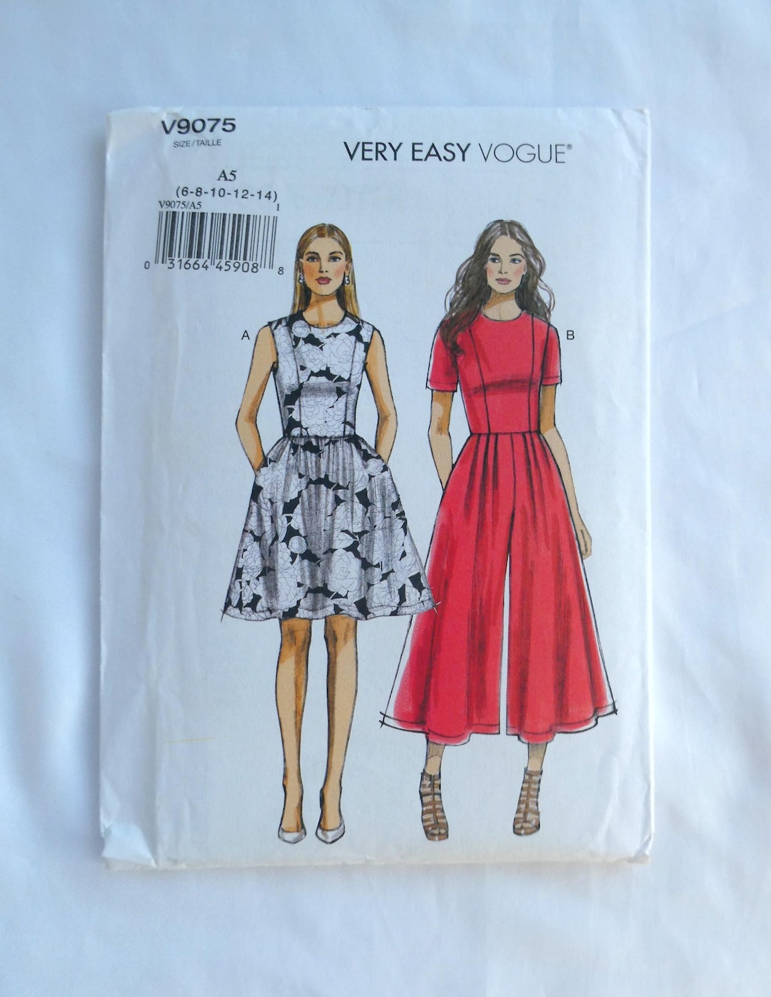 Vogue Paper Very SEWING PATTERN V9075 Misses' Dress and Jumpsuit, Easy ...