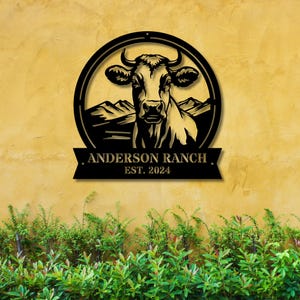 Farm Ranch Metal Sign, Farmhouse Metal Sign, Farm Address Sign, Cow ...