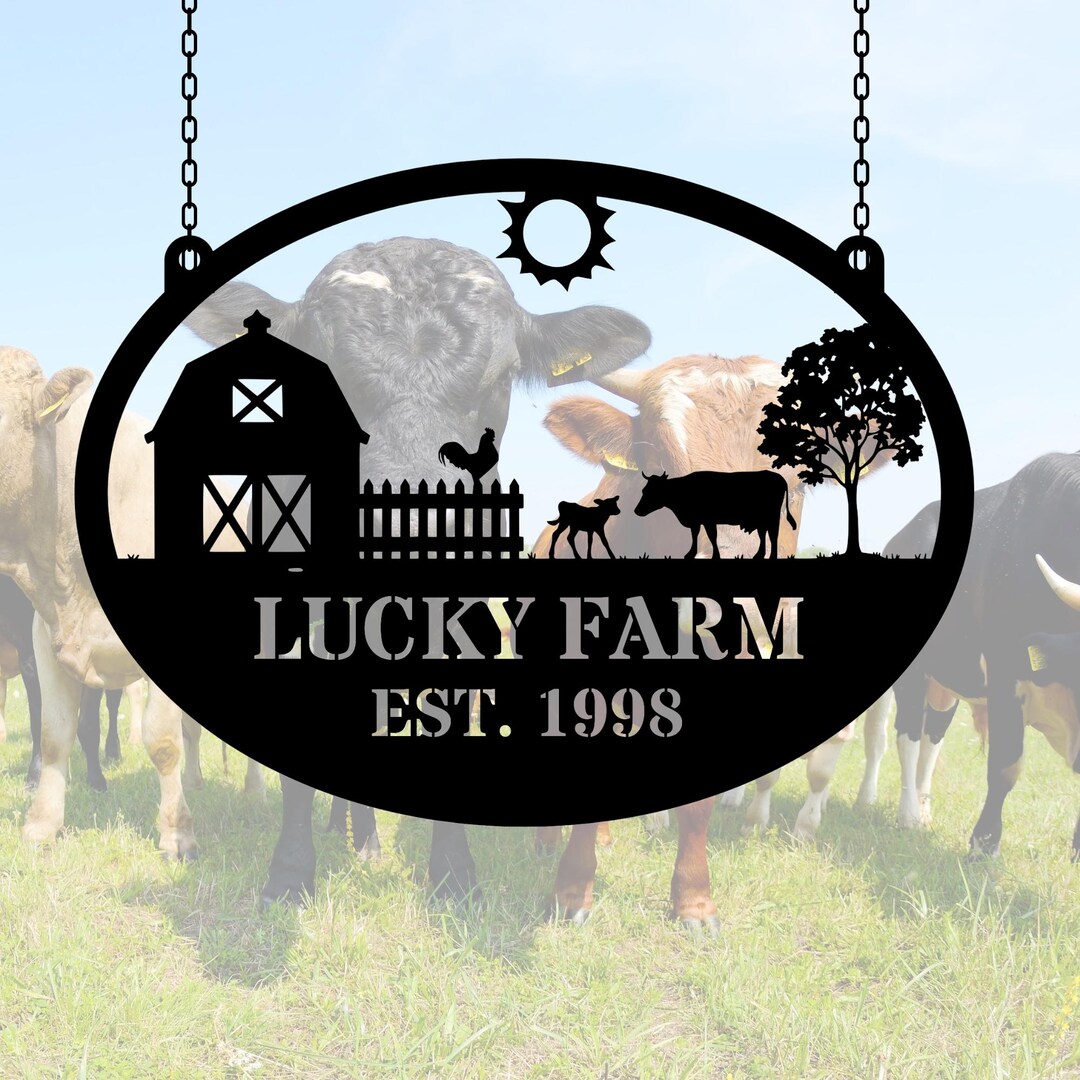 Metal Farm Sign, Custom Metal Farm Name Sign, Large Metal Farm Sign ...