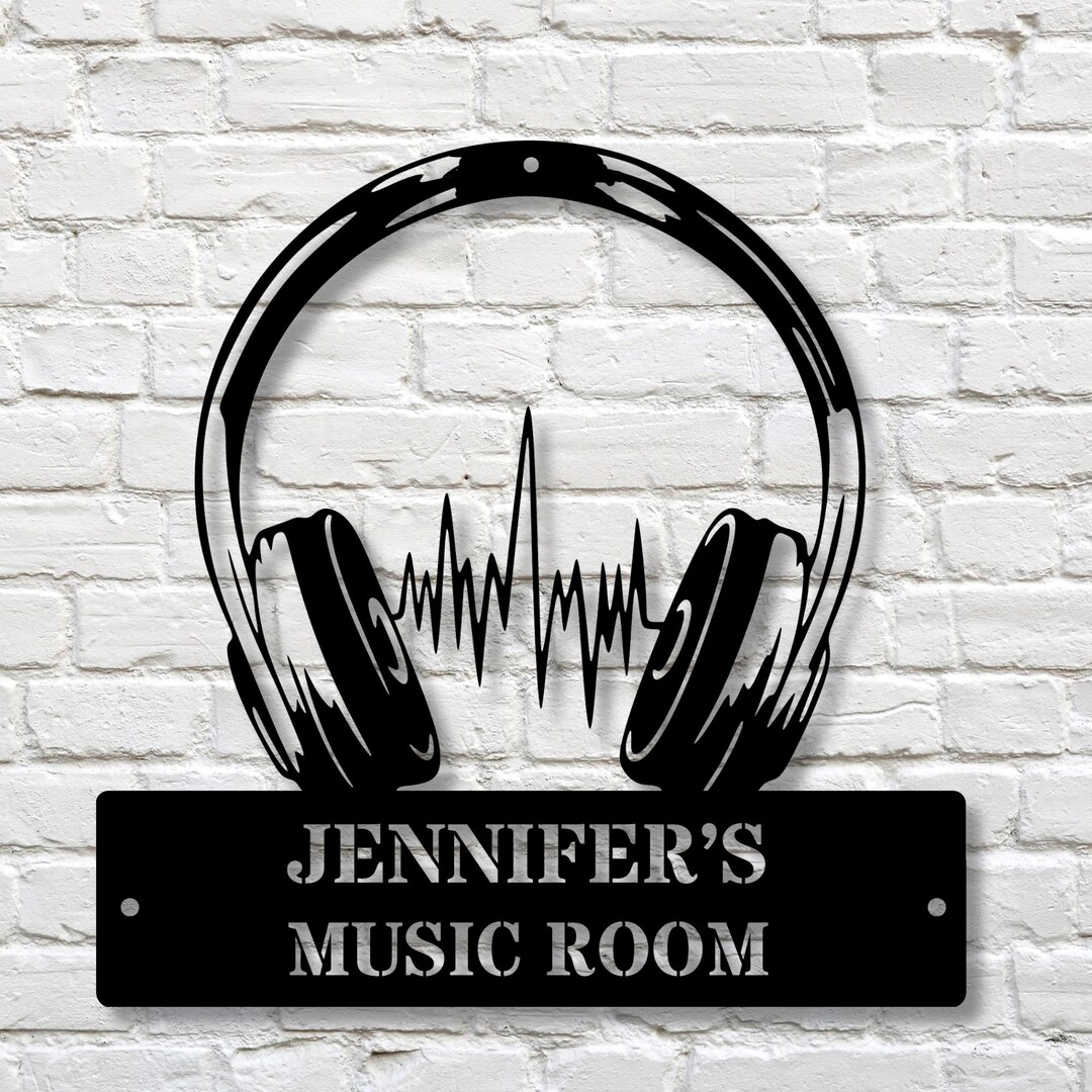 Earphone Metal Wall Art Sign, Custom Earphone Wall Art, Headphones ...